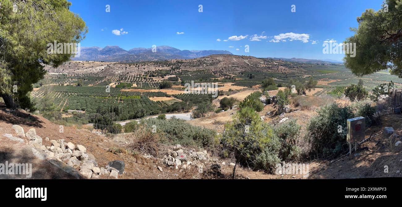 View from Phaistos palace hill to fertile Messara plain plain of ...