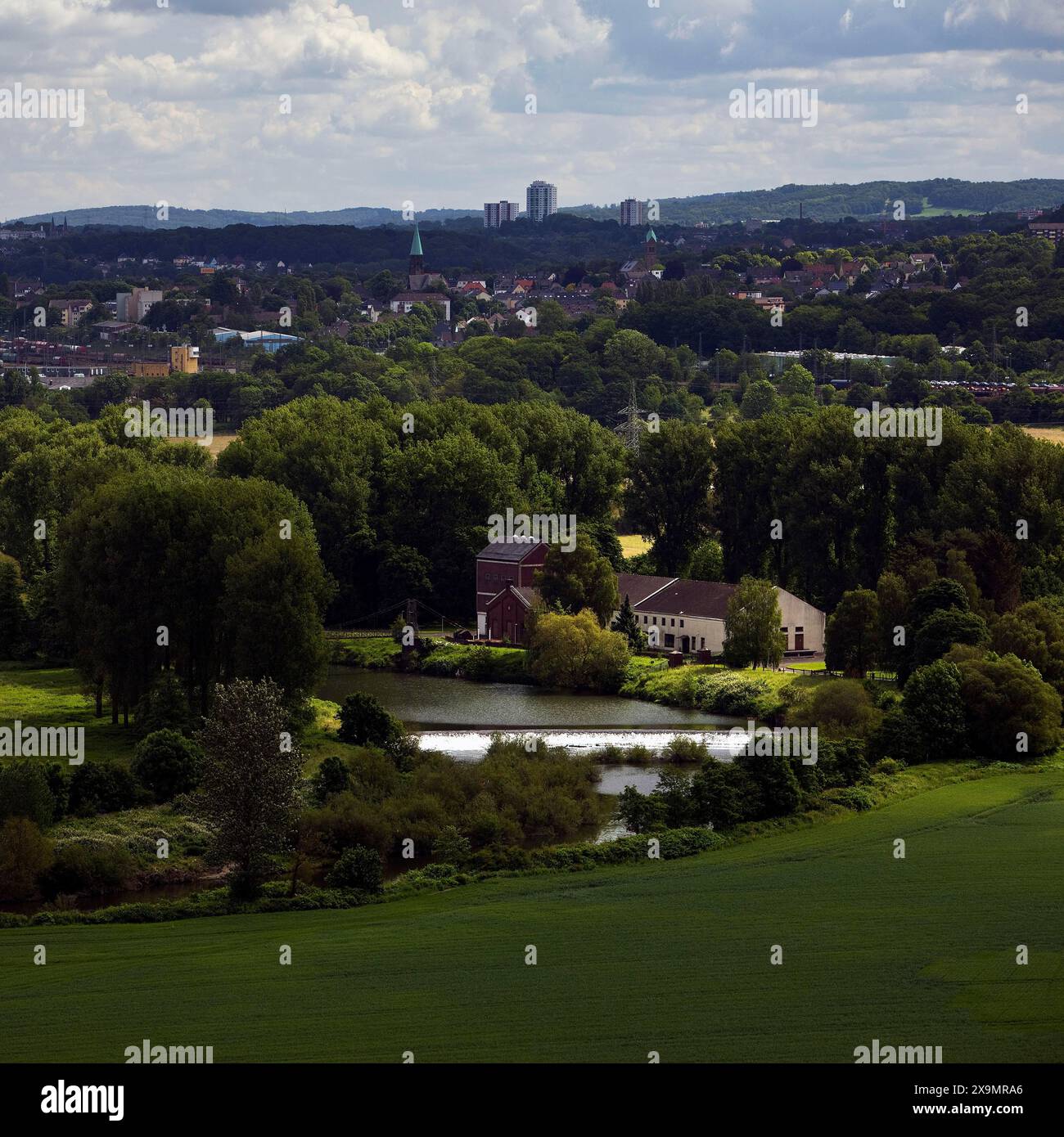 View of the Ruhr valley with the Volmarstein community waterworks ...