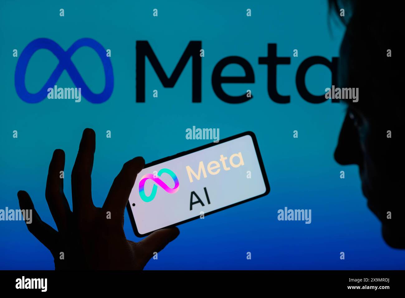 Meta AI logo is being displayed on a smartphone with Meta visible in ...