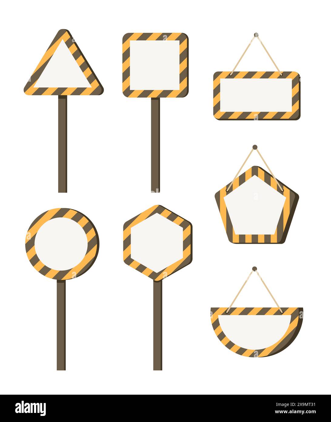 Set of Blank Caution Signs with Copy Space Isolated on White Background ...