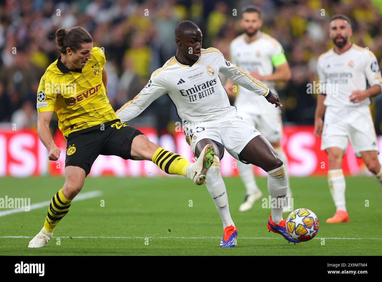 London, Britain. 1st June, 2024. Ferland Mendy of Real Madrid (front R ...