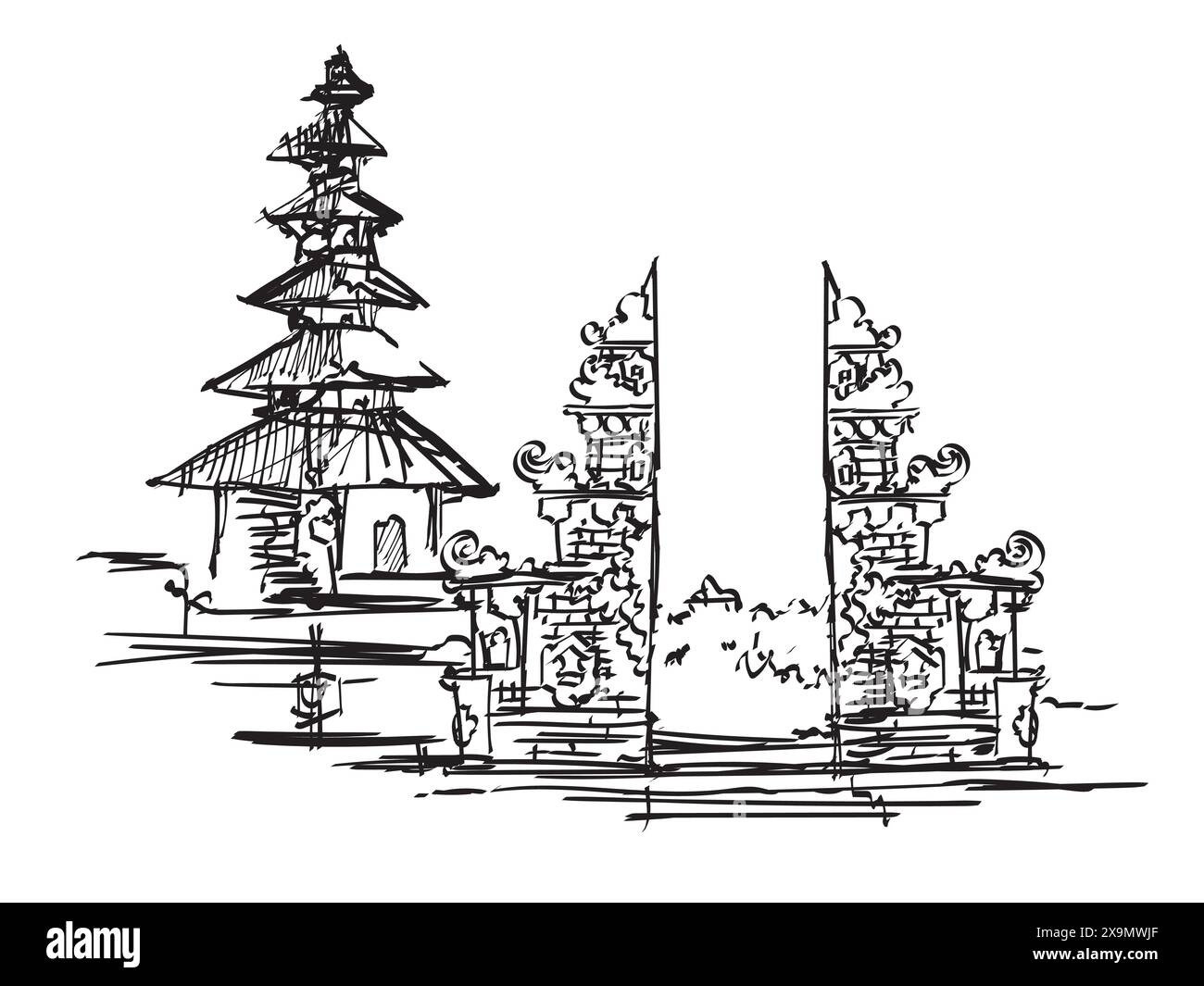 Bali temple Balinese building architecture gate traditional hand ...