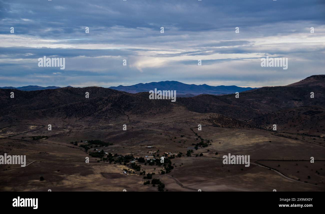 A small rural village in dry creeks around Monte Patria, north Chile ...