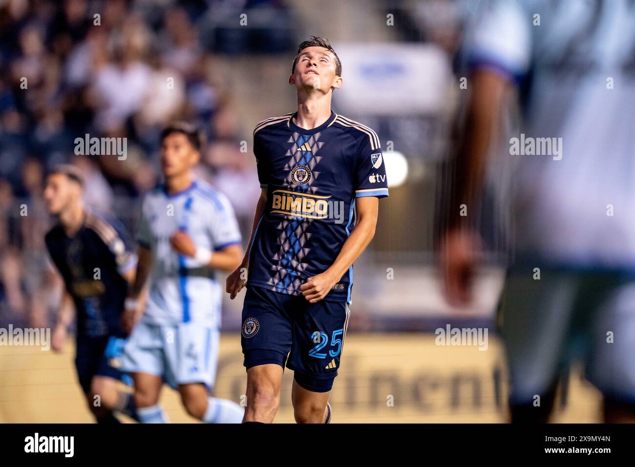 June 01, 2024: Philadelphia Union Forward Chris Donovan (25) reacts to ...