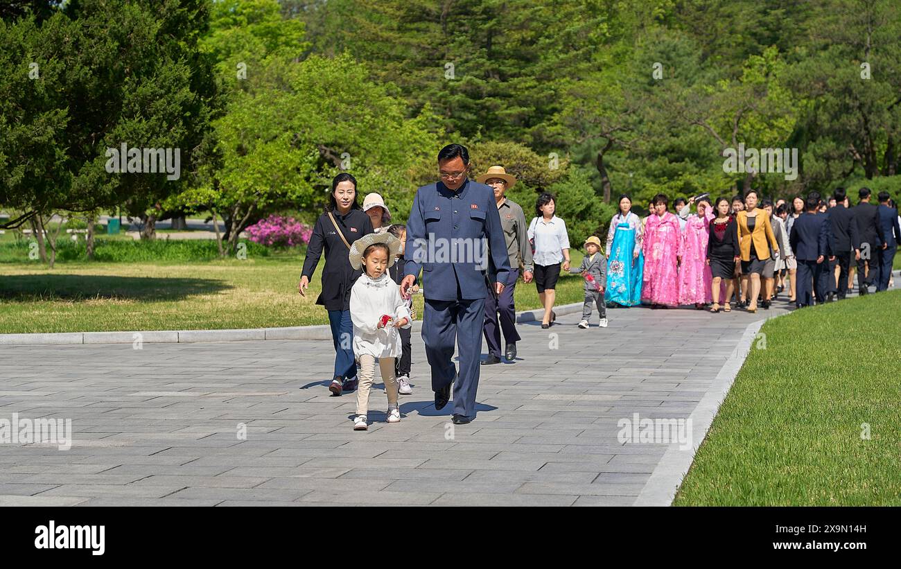 Koreans, visit the house museum in the village of Mangyongde, the ...