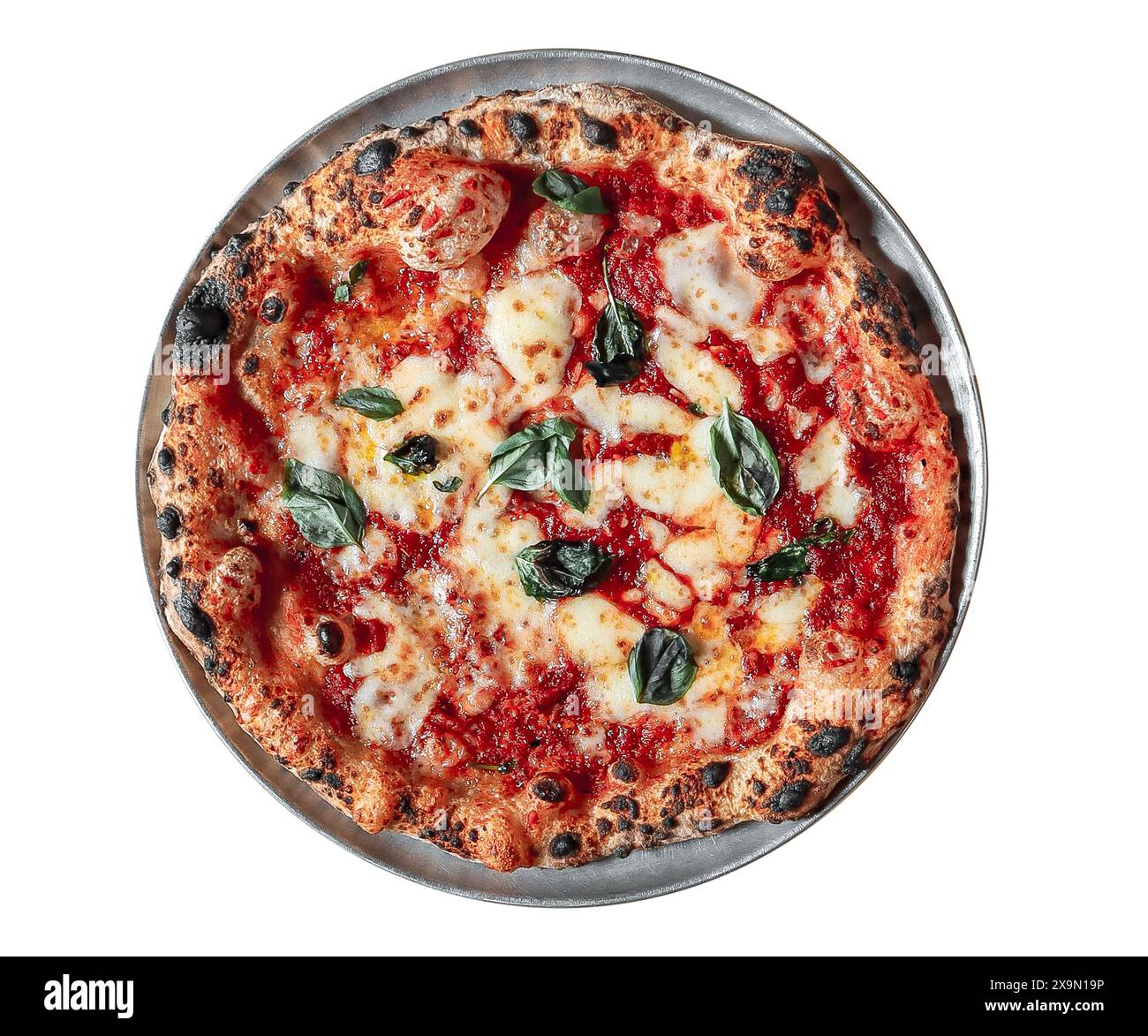 margherita pizza on a white background .Neapolitan pizza with spices ...