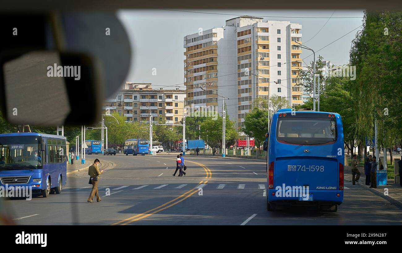urban infrastructure, public and private transport, Pyongyang city ...