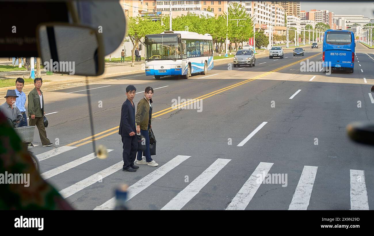 urban infrastructure, public and private transport, Pyongyang city ...