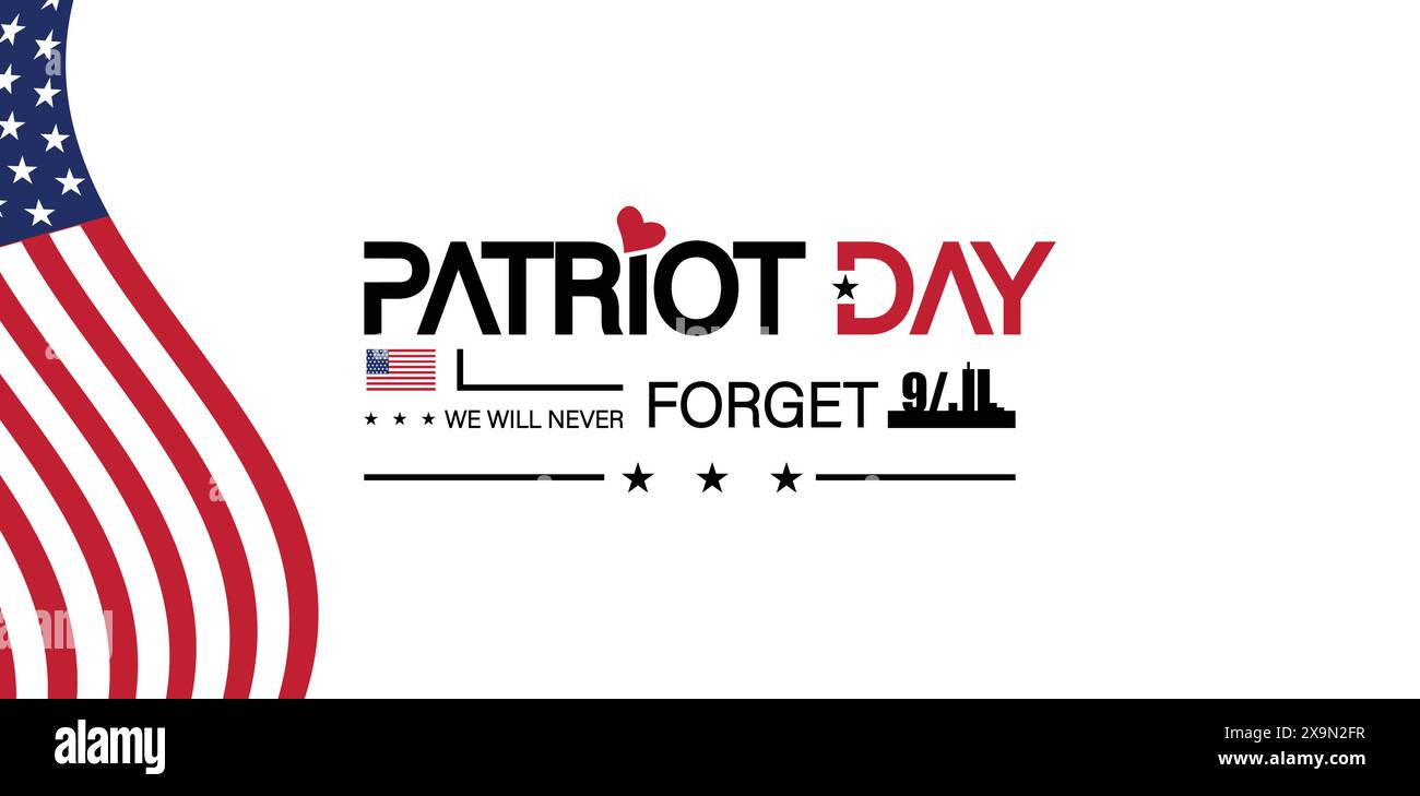 Patriotic Tribute to 911 with Flag Text illustration design Stock ...