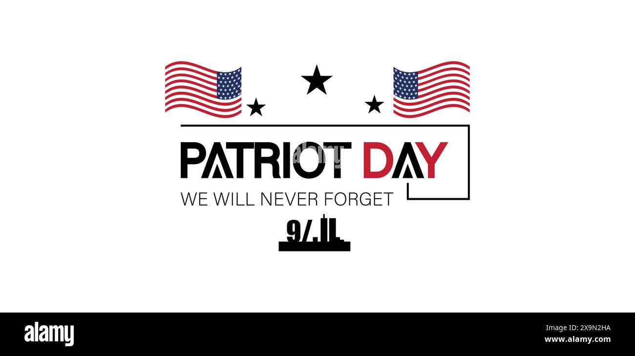 Patriotic Tribute to 911 with Flag Text illustration design Stock ...