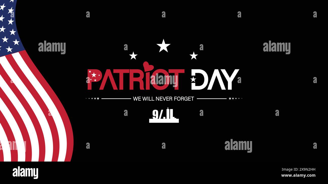 Patriotic Tribute to 911 with Flag Text illustration design Stock ...
