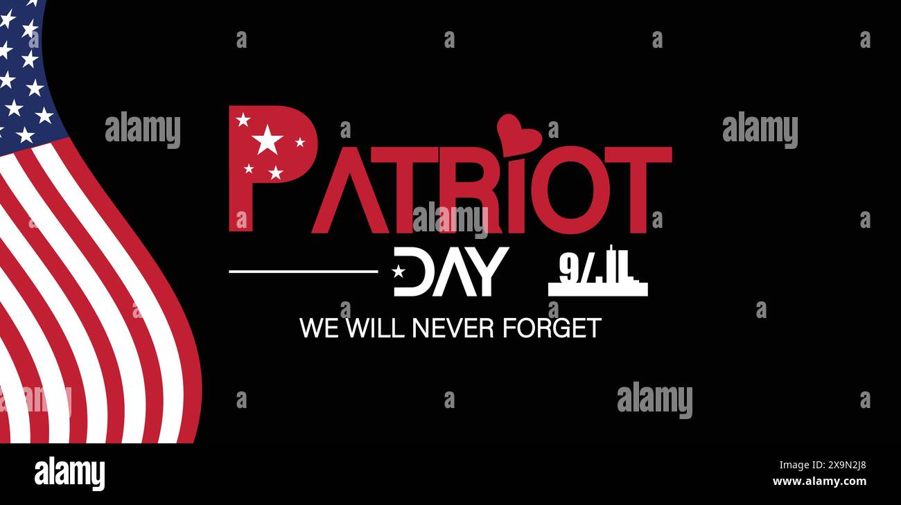 Patriotic Tribute to 911 with Flag Text illustration design Stock ...