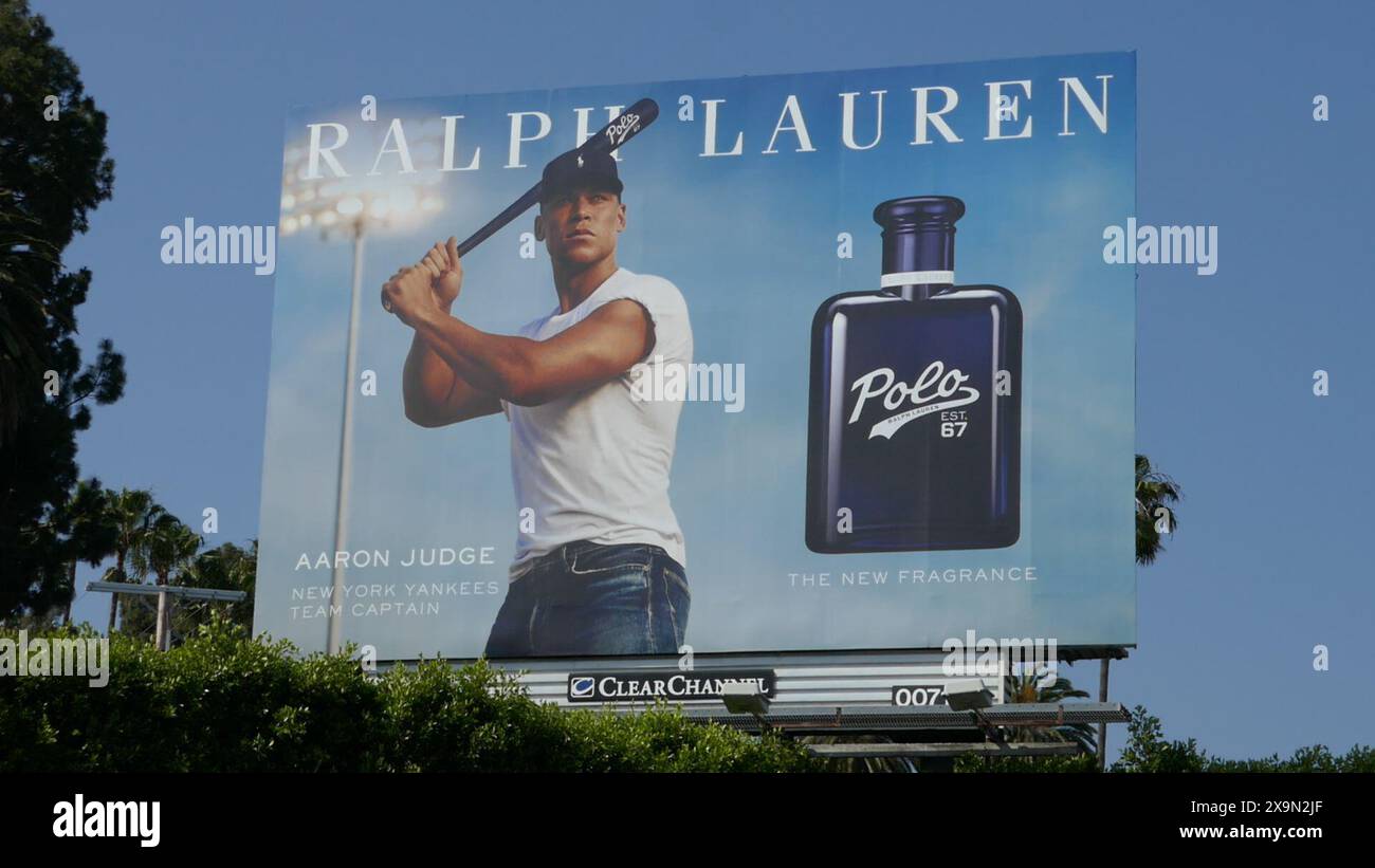 Los Angeles, California, USA 1st June 2024 Aaron Judge Ralph Lauren Billboard on Sunset Blvd on ...