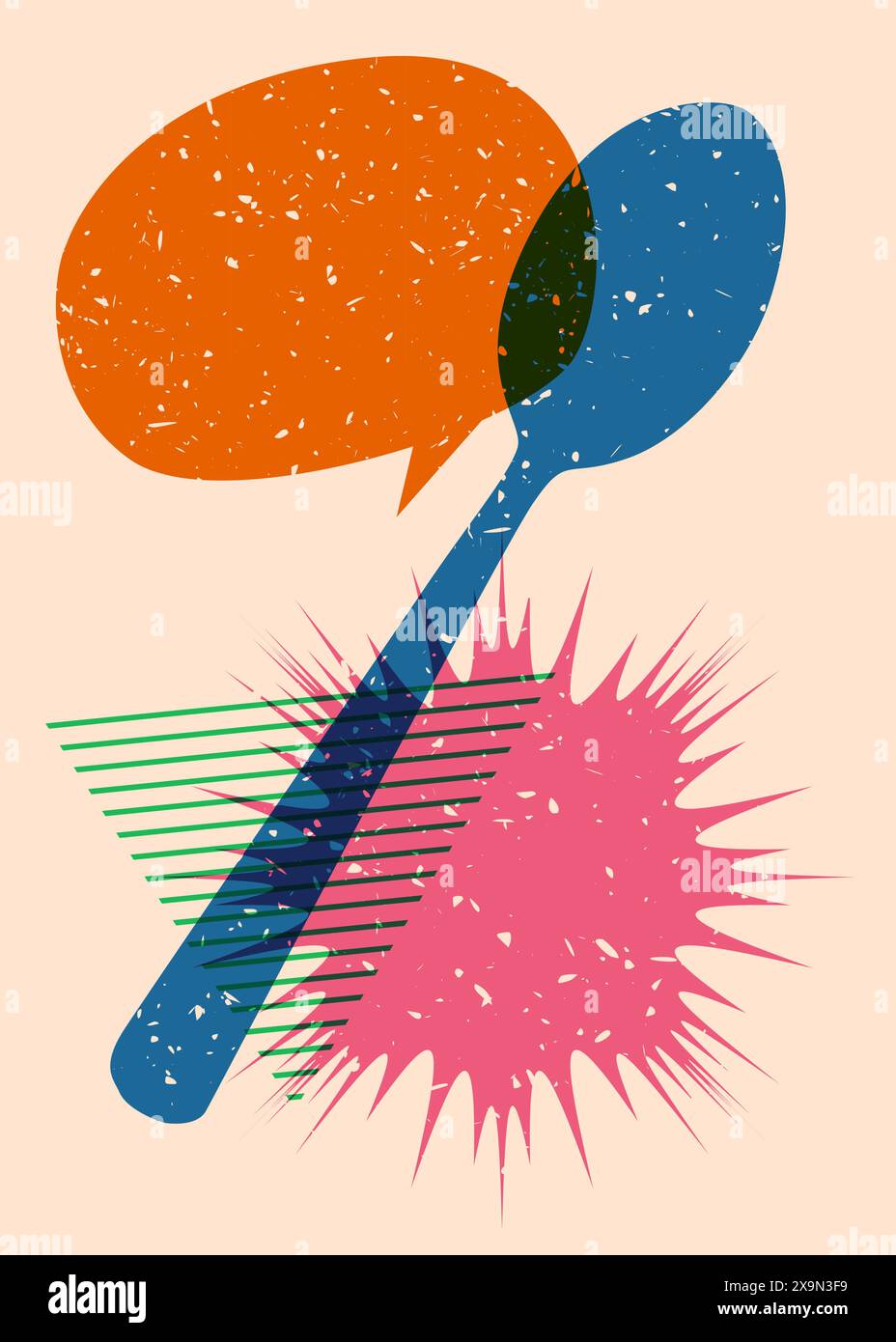 Risograph spoon speech bubble hi-res stock photography and images - Alamy