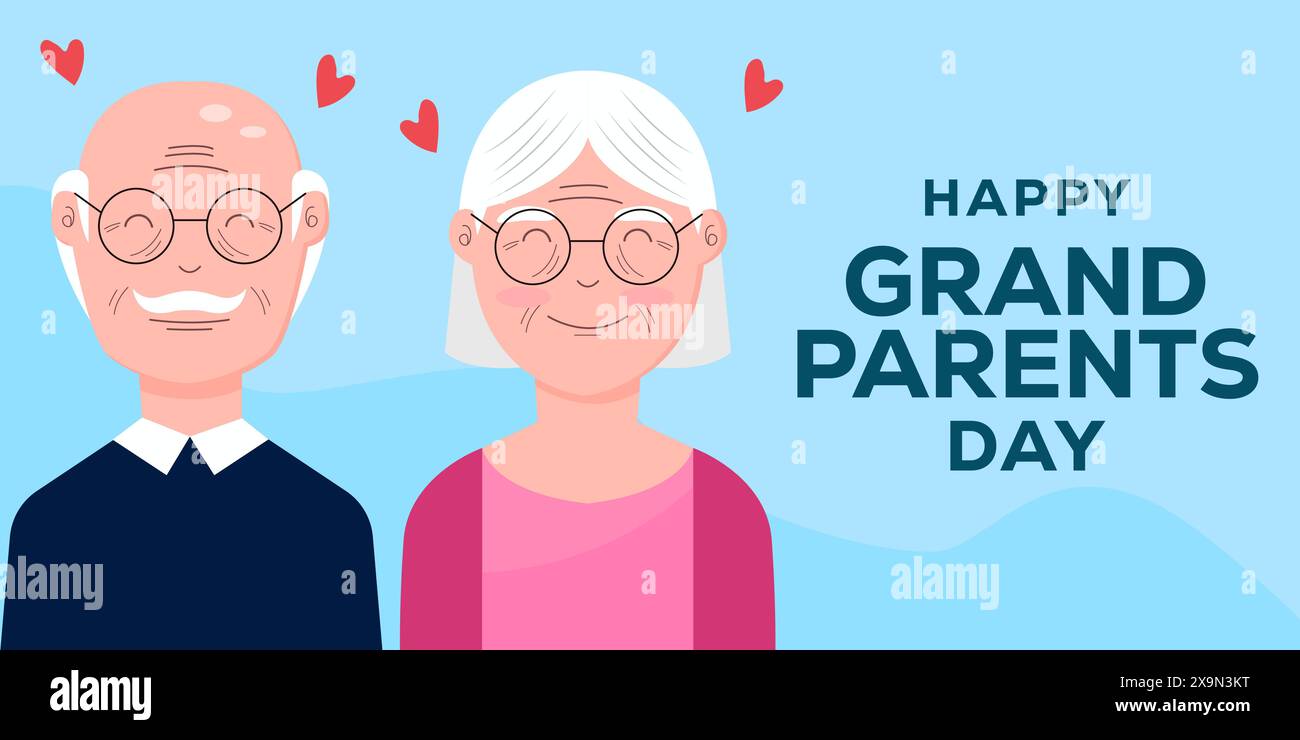 happy grandparents day horizontal banner illustration Stock Vector ...