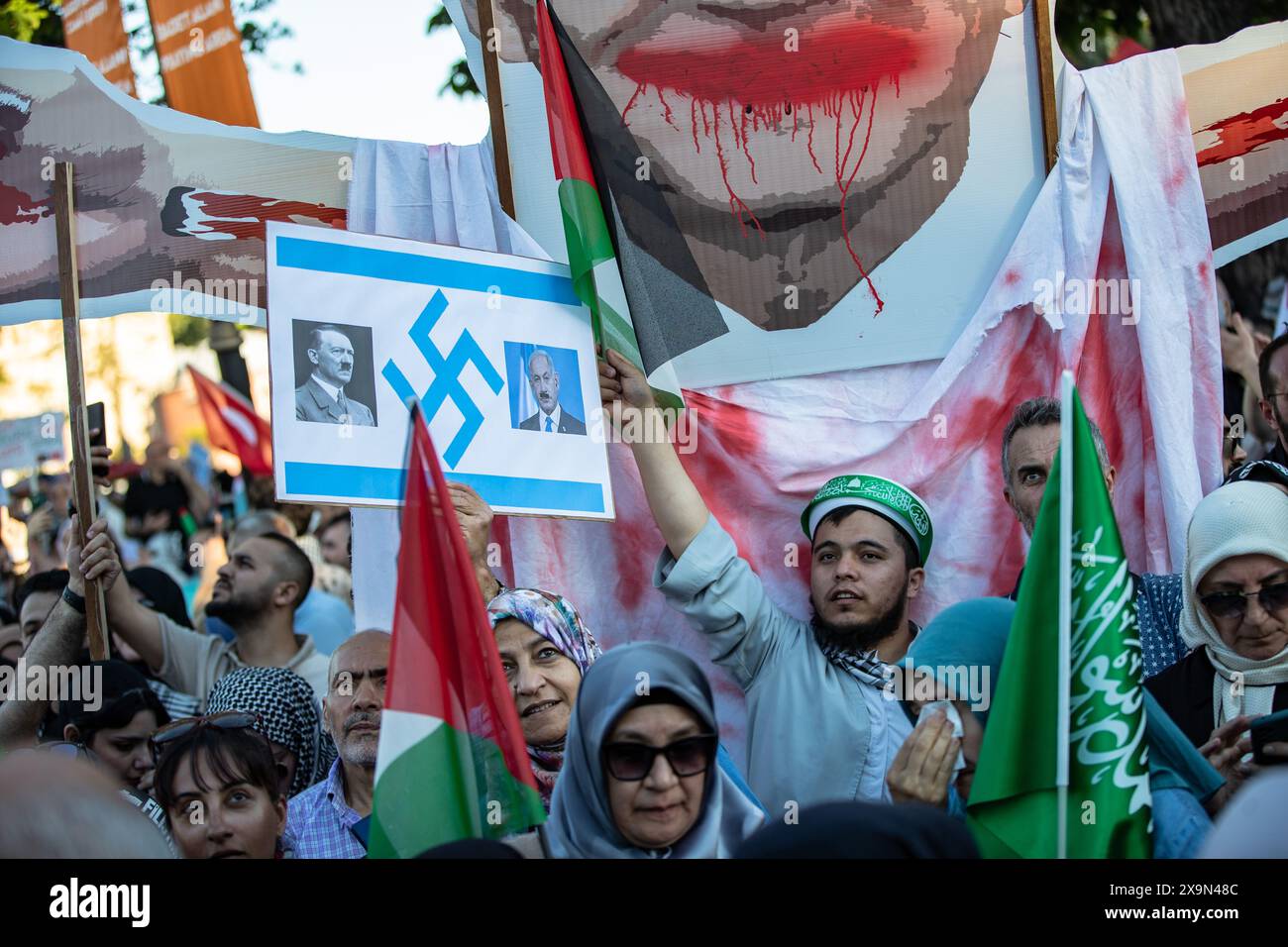 Istanbul, Turkey. 01st June, 2024. A protester was seen carrying a ...