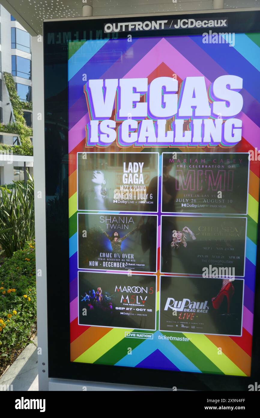 Los Angeles, California, USA 1st June 2024 Vegas is Calling Bus Stop ...