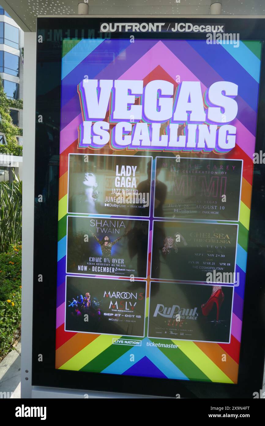 Los Angeles, California, USA 1st June 2024 Vegas is Calling Bus Stop ...