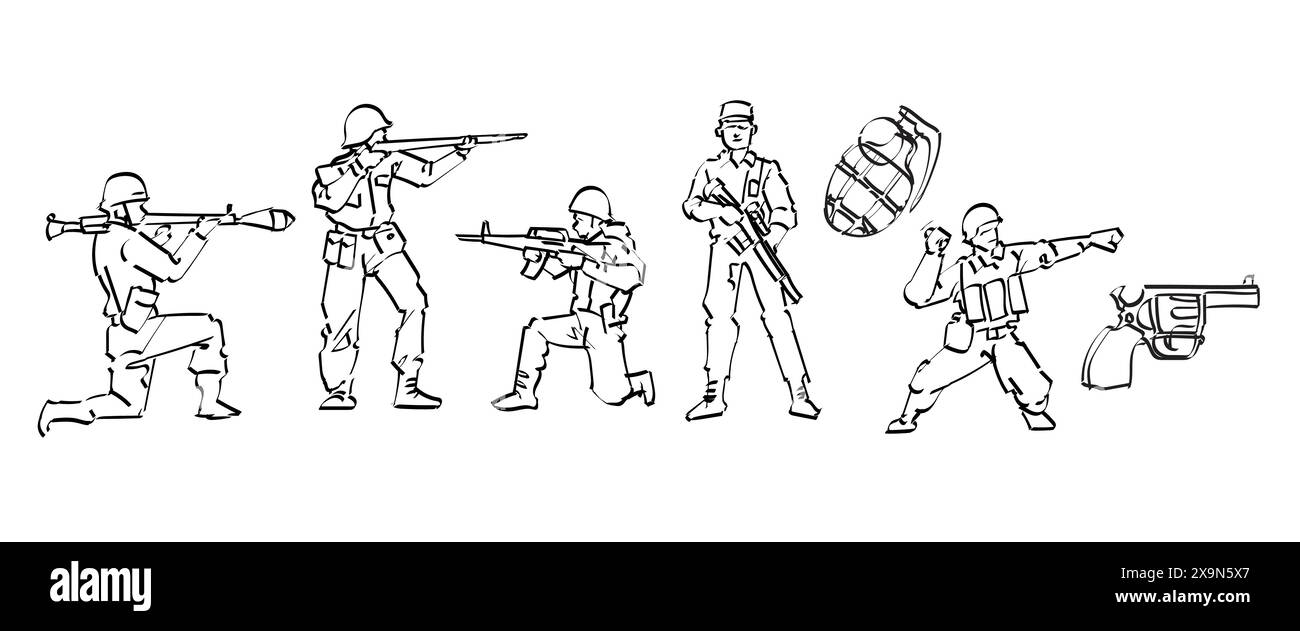 hand drawn cartoon character for children game or military combat toy ...