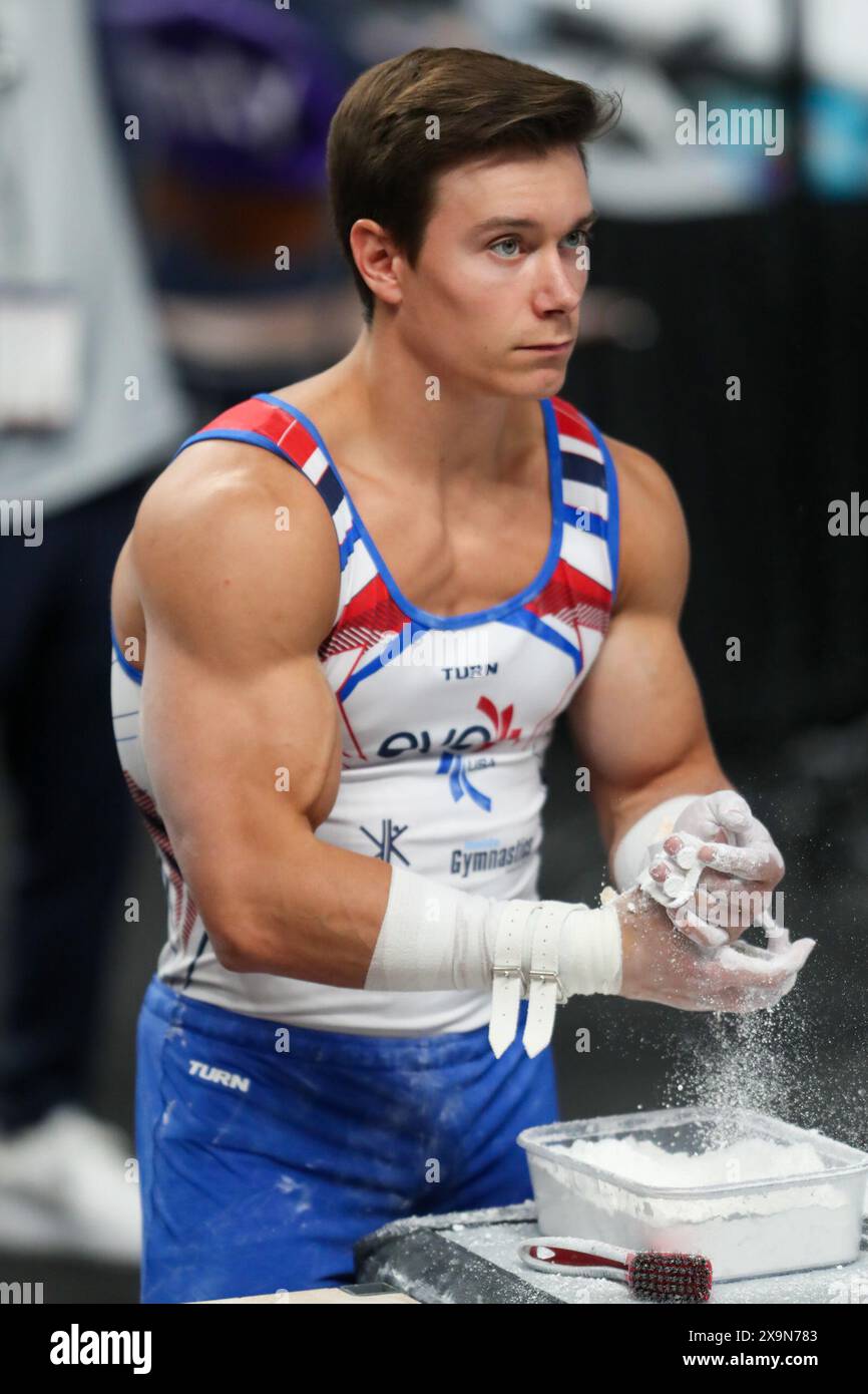 June 1, 2024, Fort Worth, Texas, USA: BRODY MALONE from EVO Gymnastics ...