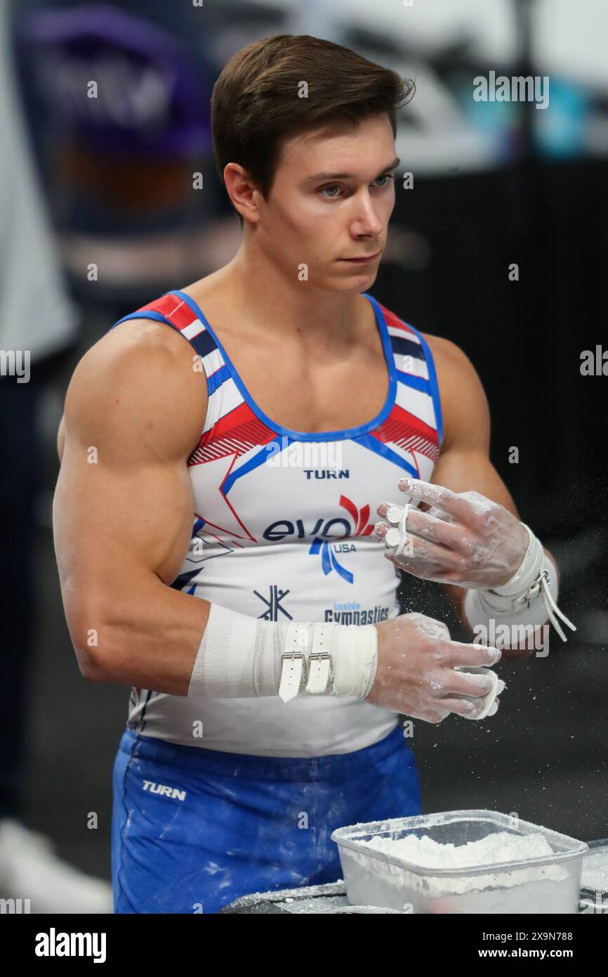 June 1, 2024, Fort Worth, Texas, USA: BRODY MALONE from EVO Gymnastics ...