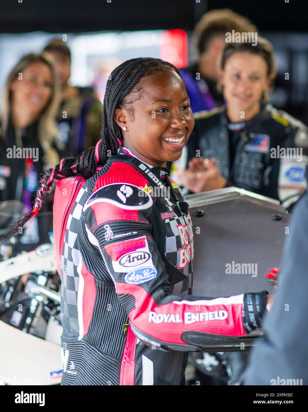 June 01, 2024: 20 year-old Royal Enfield rider #1 Mikayla Moore accepts ...