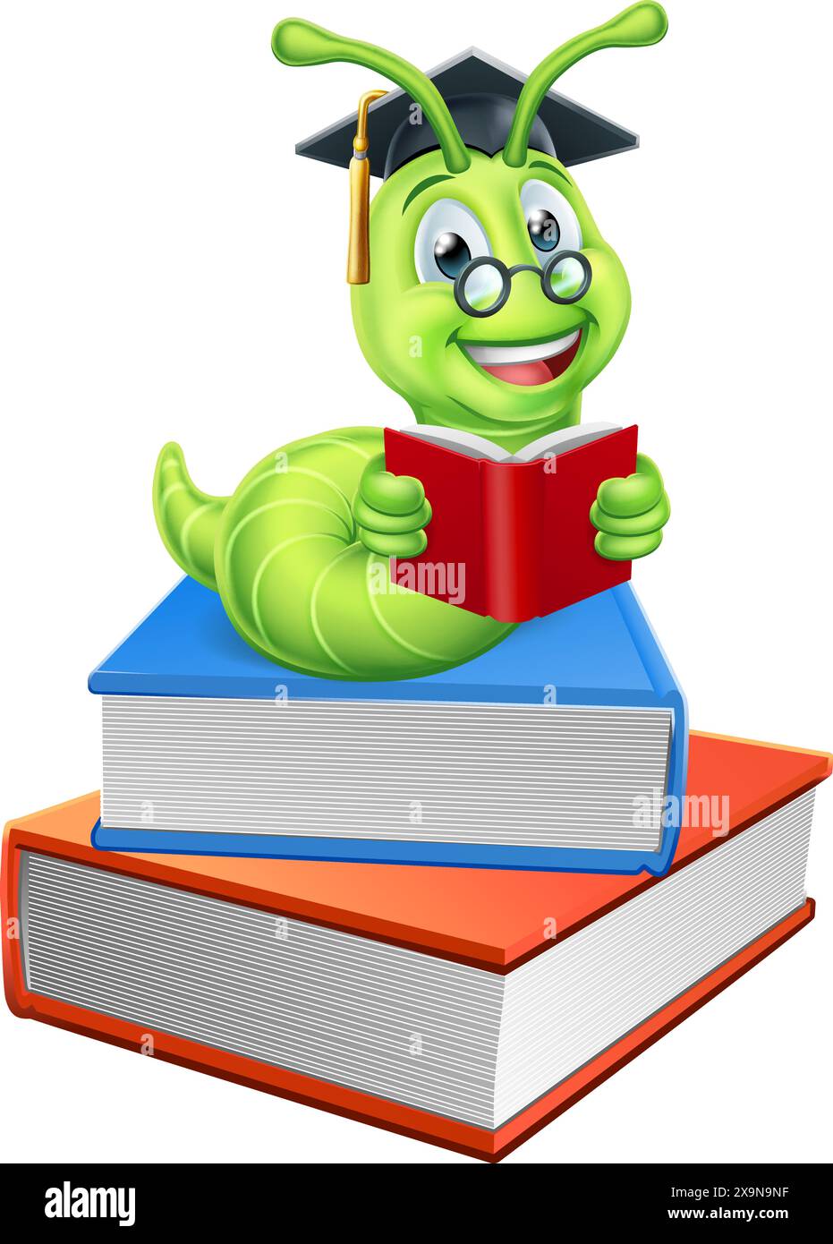 Book Worm Reading Cartoon Stock Vector Image & Art - Alamy