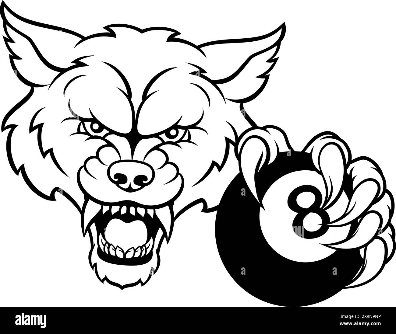 Wolf Angry Pool 8 Ball Billiards Mascot Cartoon Stock Vector Image ...