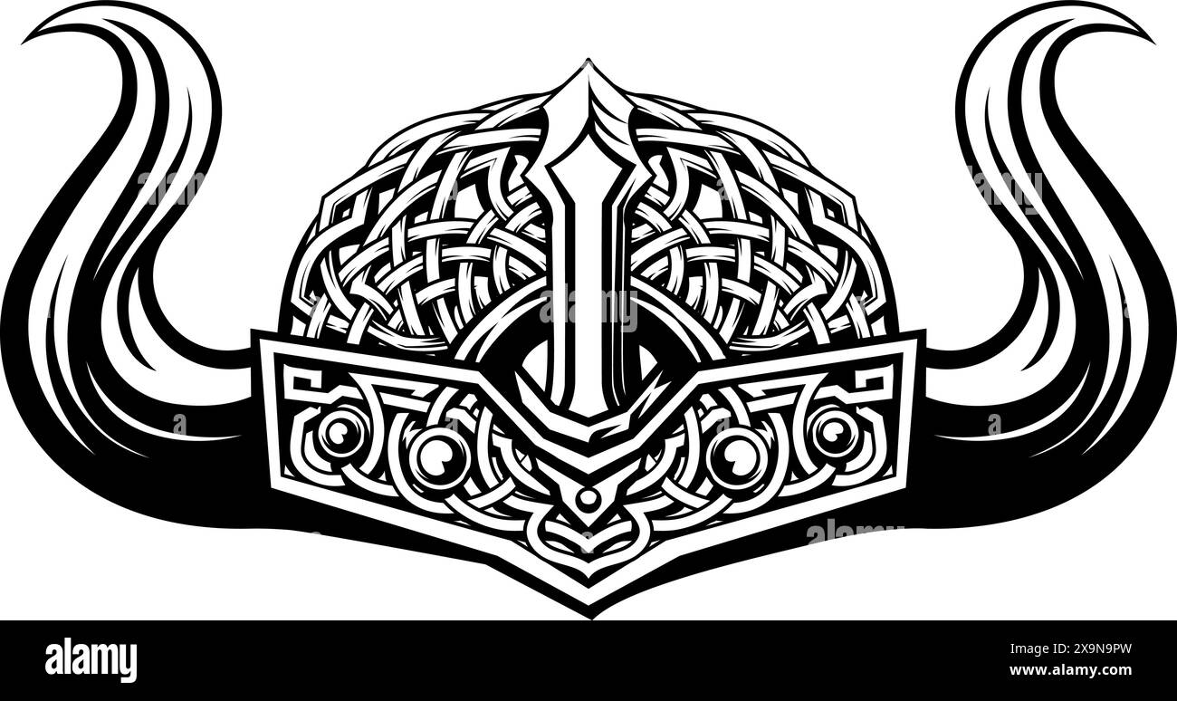 Horned viking helmet Black and White Stock Photos & Images - Alamy