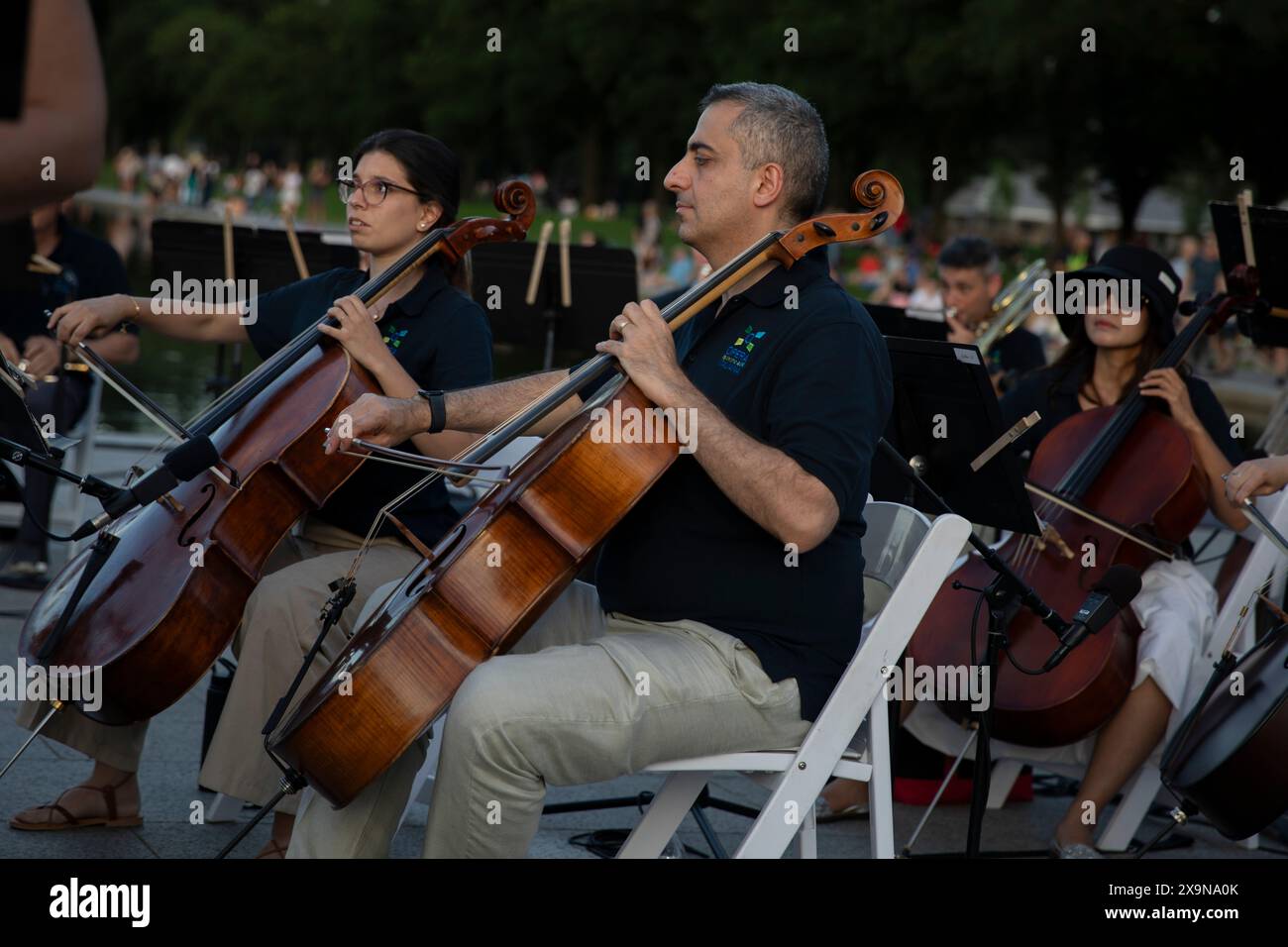 Washington DC, USA, 1st June 2024: Two man are playing instrumental in ...