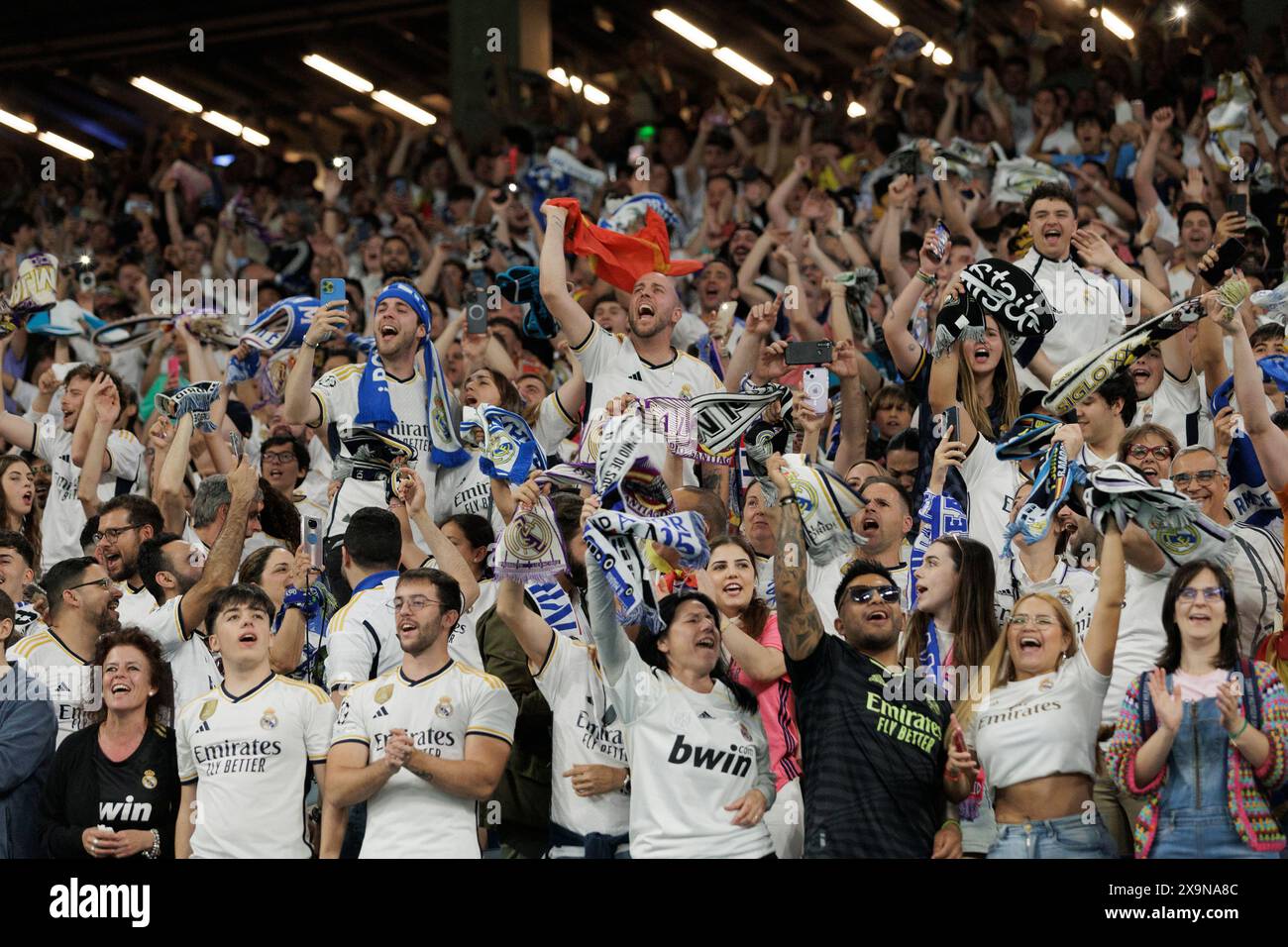 MADRID, SPAIN - JUNE 1: Real Madrid fans attend the Santiago Bernabeu ...