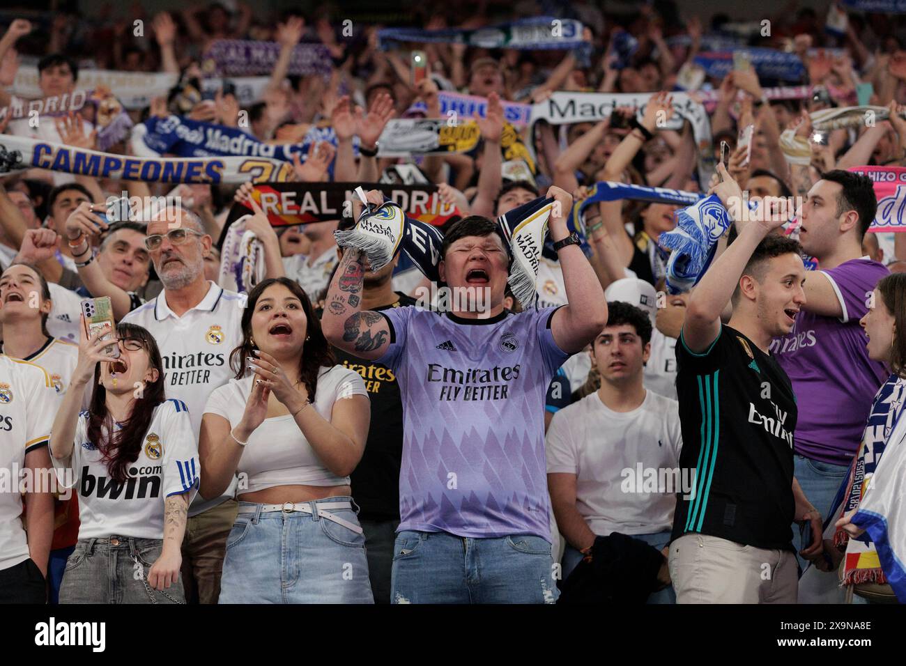 MADRID, SPAIN - JUNE 1: Real Madrid fans attend the Santiago Bernabeu ...