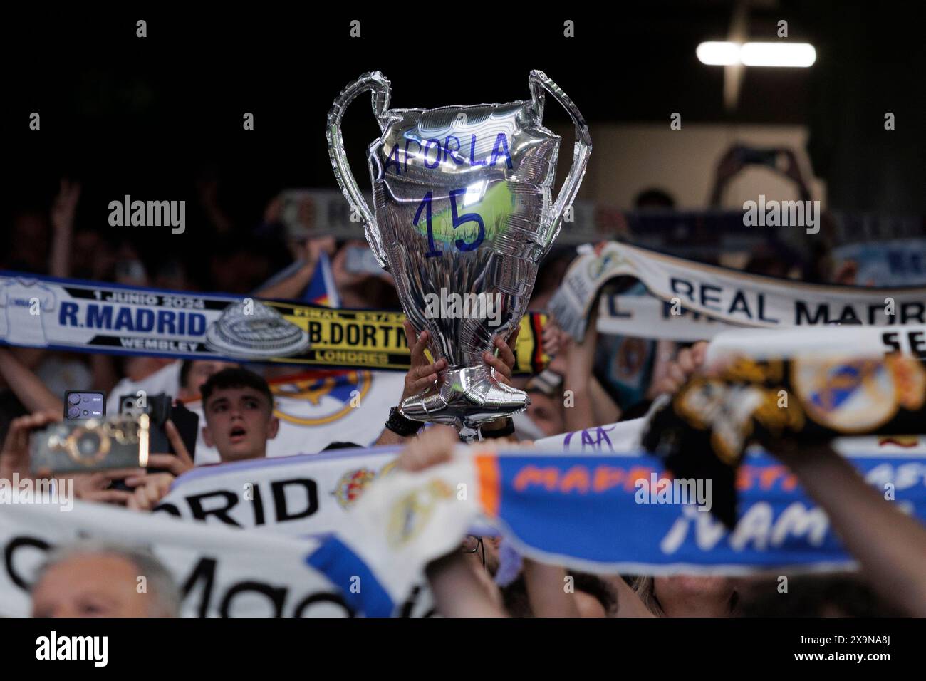 MADRID, SPAIN - JUNE 1: Real Madrid fans attend the Santiago Bernabeu ...