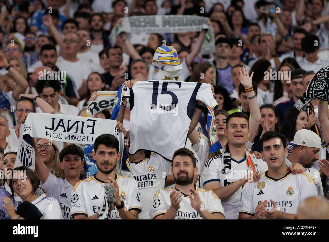 MADRID, SPAIN - JUNE 1: Real Madrid fans attend the Santiago Bernabeu ...