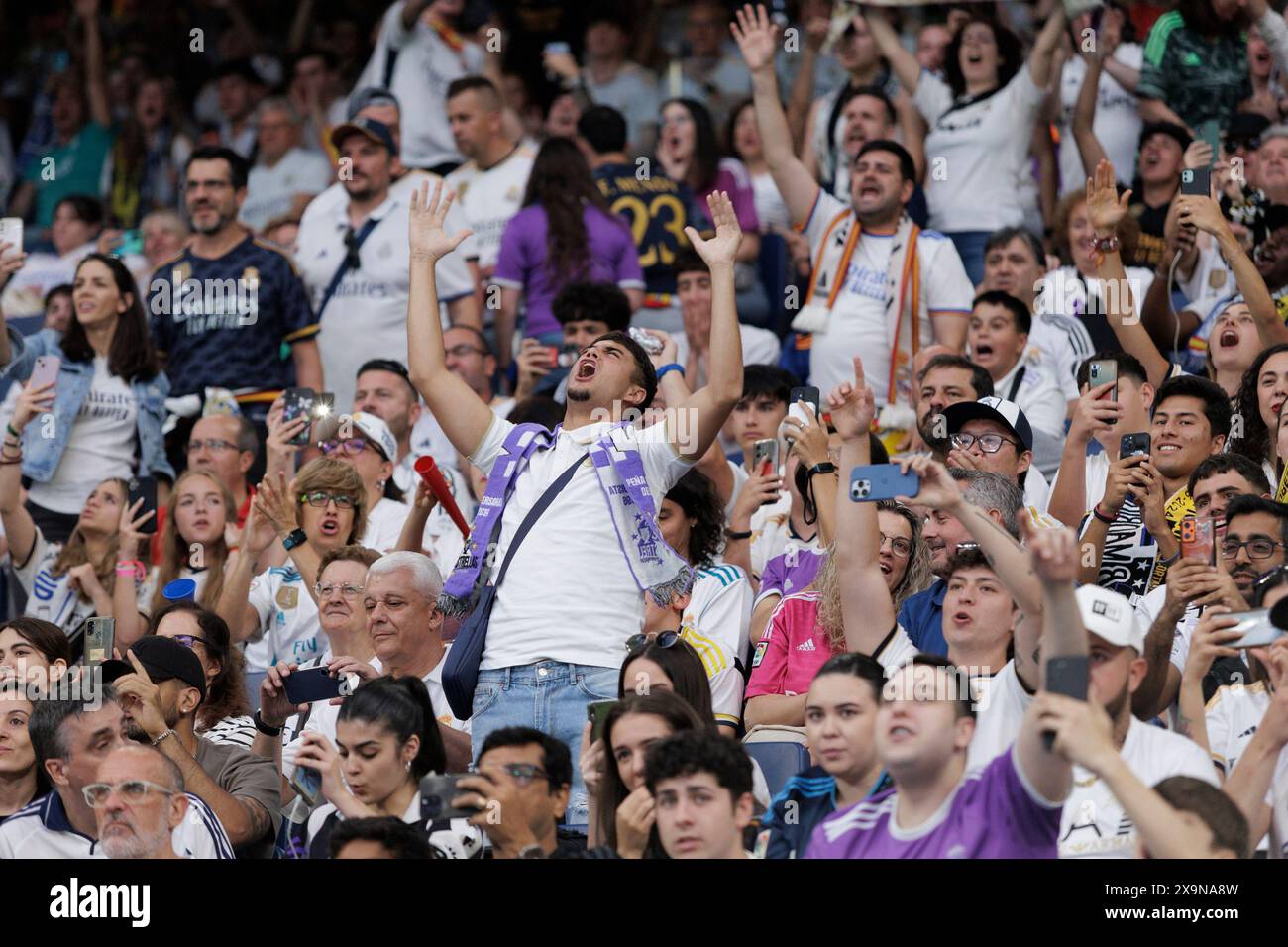 MADRID, SPAIN - JUNE 1: Real Madrid fans attend the Santiago Bernabeu ...