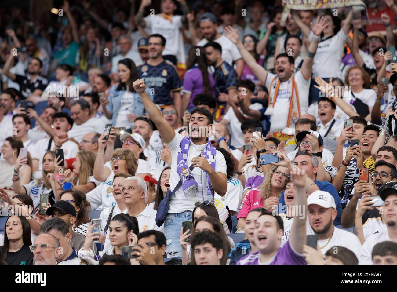 MADRID, SPAIN - JUNE 1: Real Madrid fans attend the Santiago Bernabeu ...