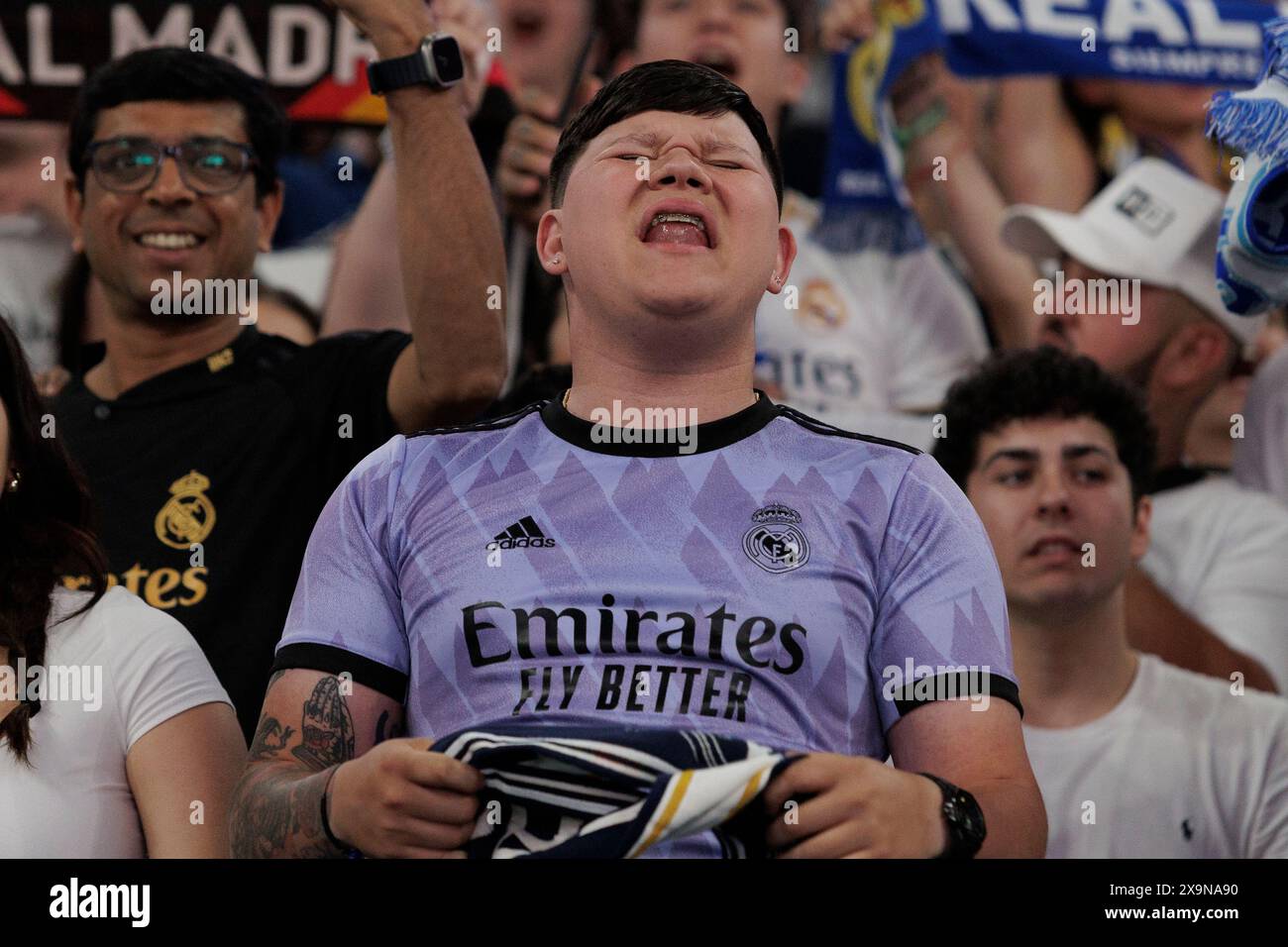 MADRID, SPAIN - JUNE 1: Real Madrid fans attend the Santiago Bernabeu ...