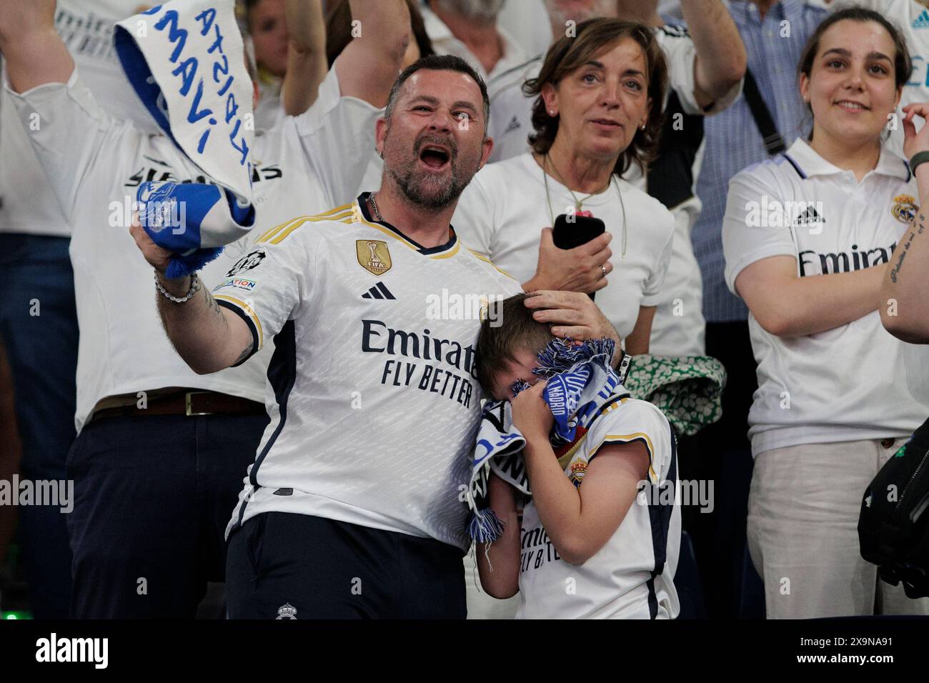MADRID, SPAIN - JUNE 1: Real Madrid fans attend the Santiago Bernabeu ...