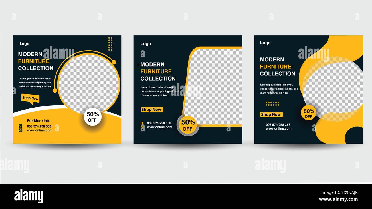 Set of Editable minimal square banner template. for promotion furniture ...