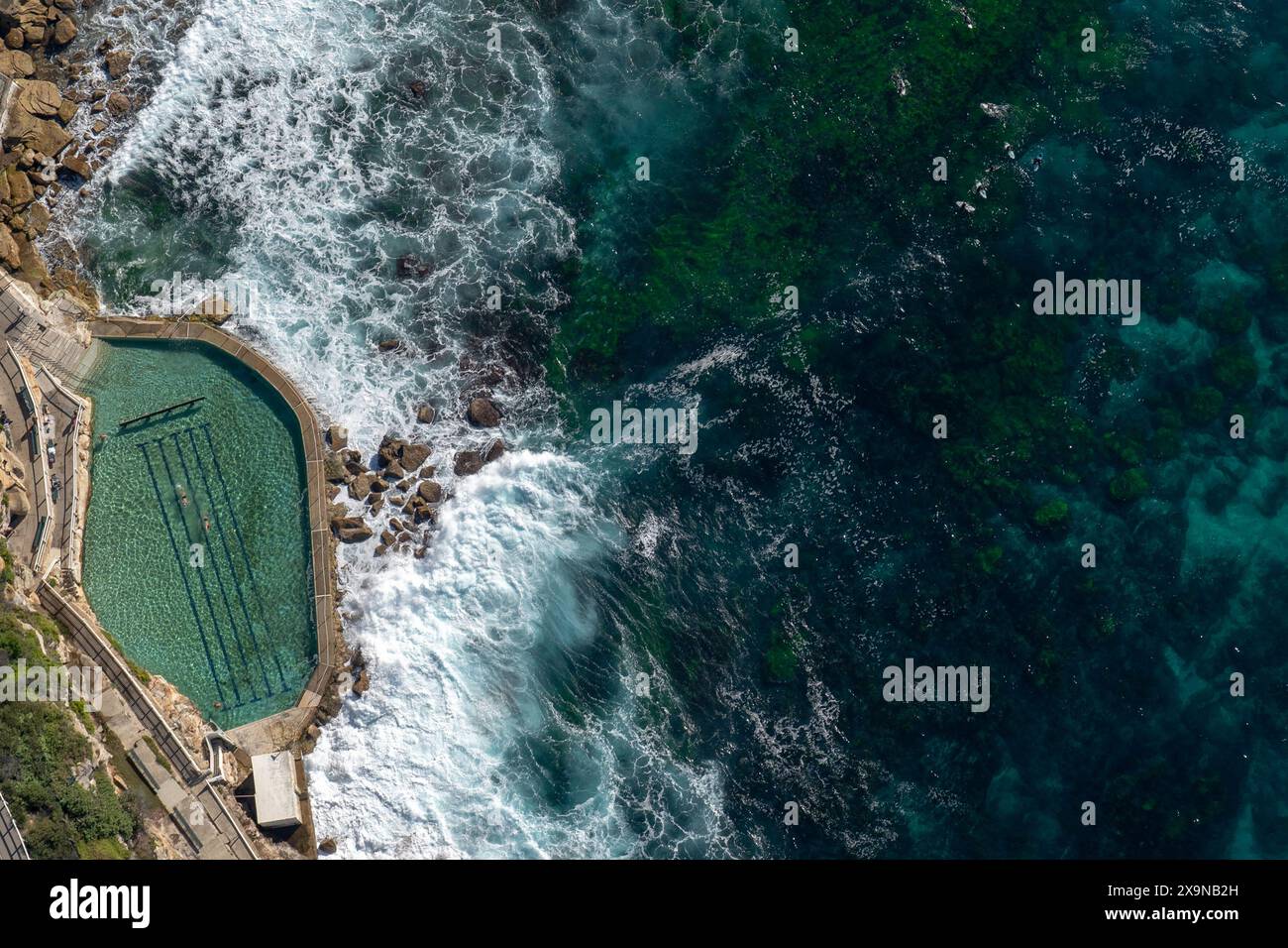 Aerial view of Ocean swimming pool, view from helicopter Stock Photo ...