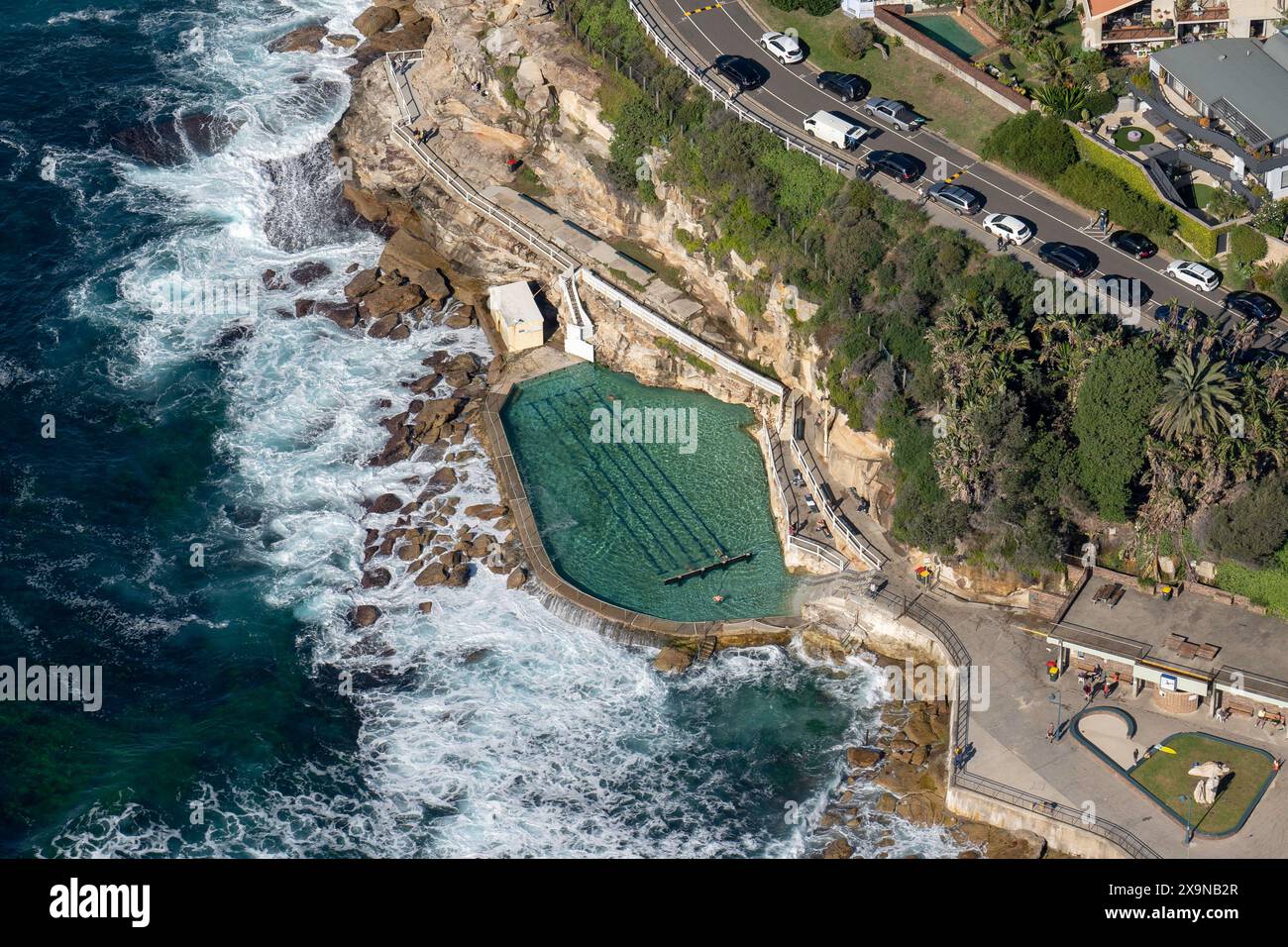 Aerial view of Ocean swimming pool, view from helicopter Stock Photo ...