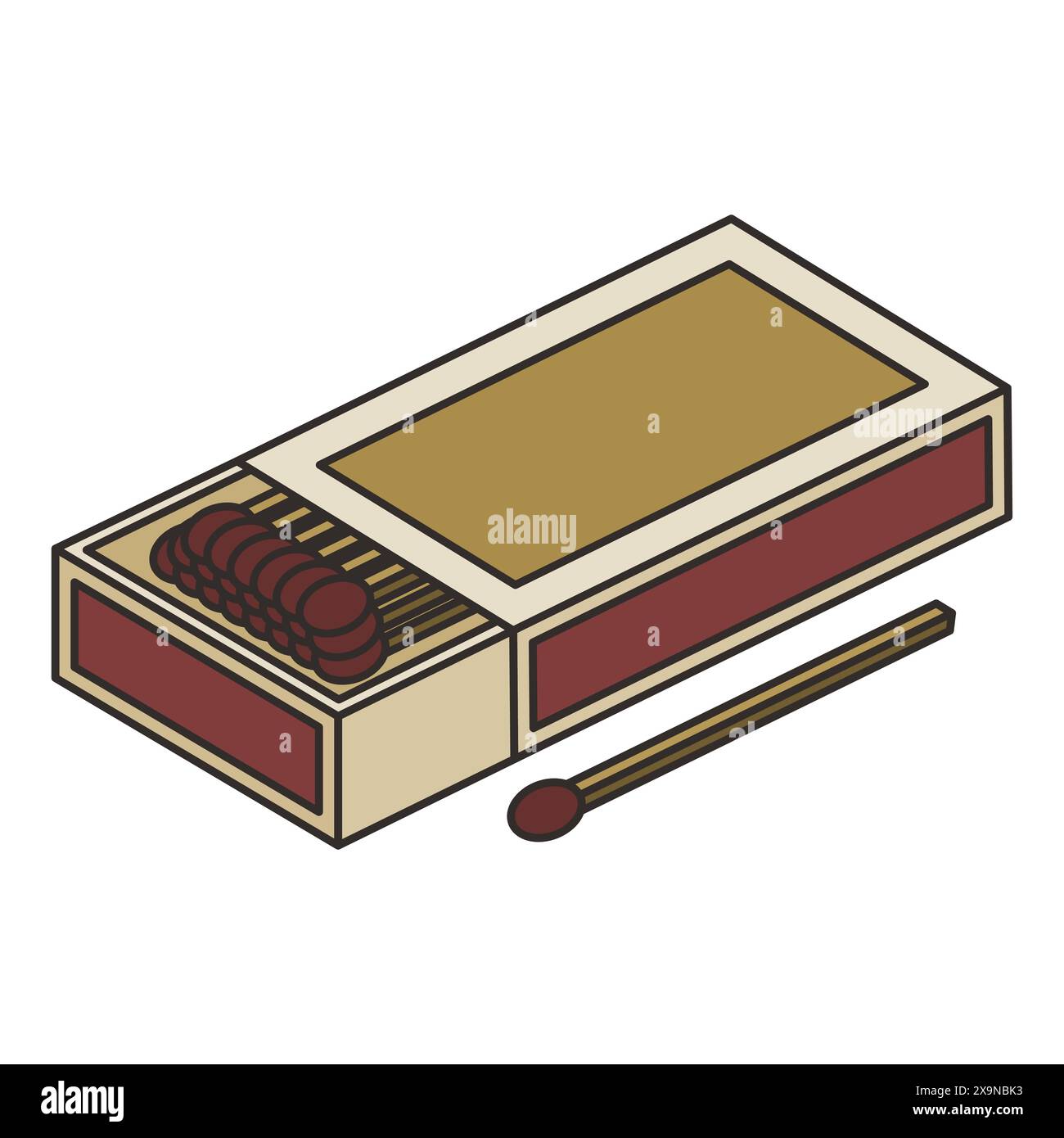 Vector Full open Brown Matchbox. Vintage Matchbox Illustration Stock ...