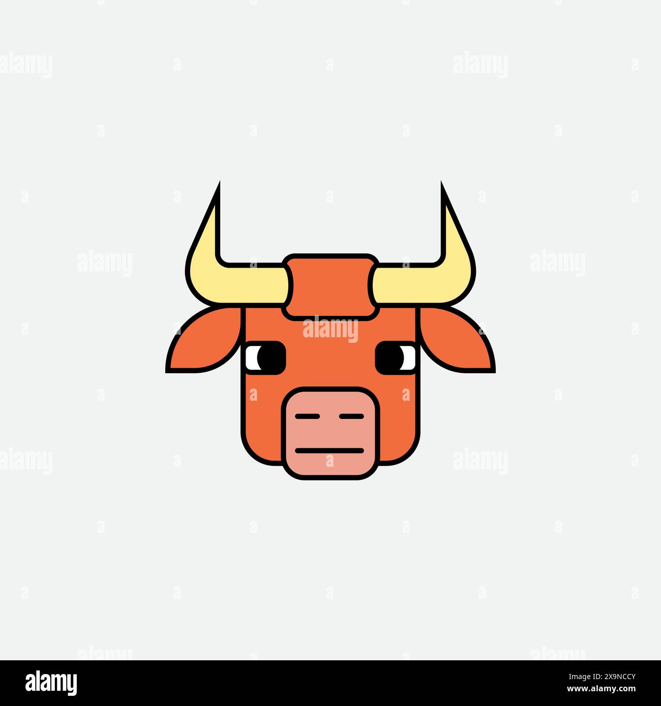 Cow Head From Front. Cartoon Style. Vector Stock Vector Image & Art - Alamy
