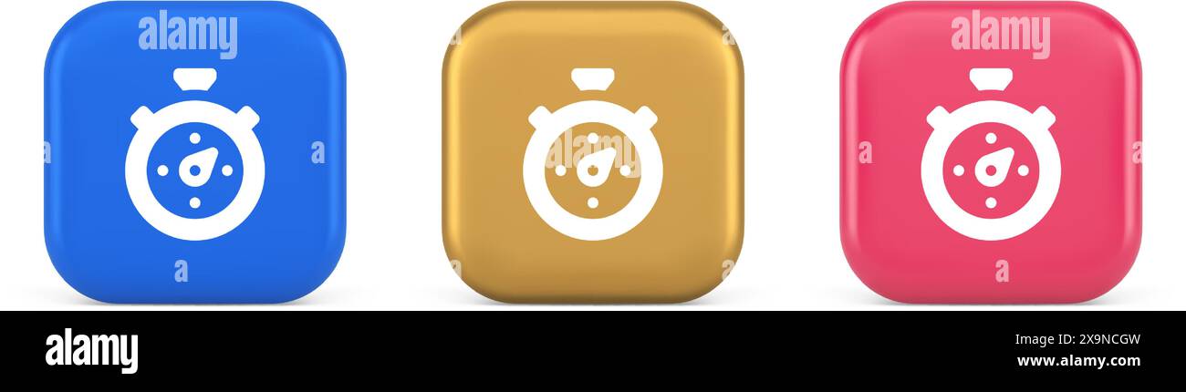 Stopwatch Button Timer Speed Time Counting Accuracy Measure Application Panel Interface 3d