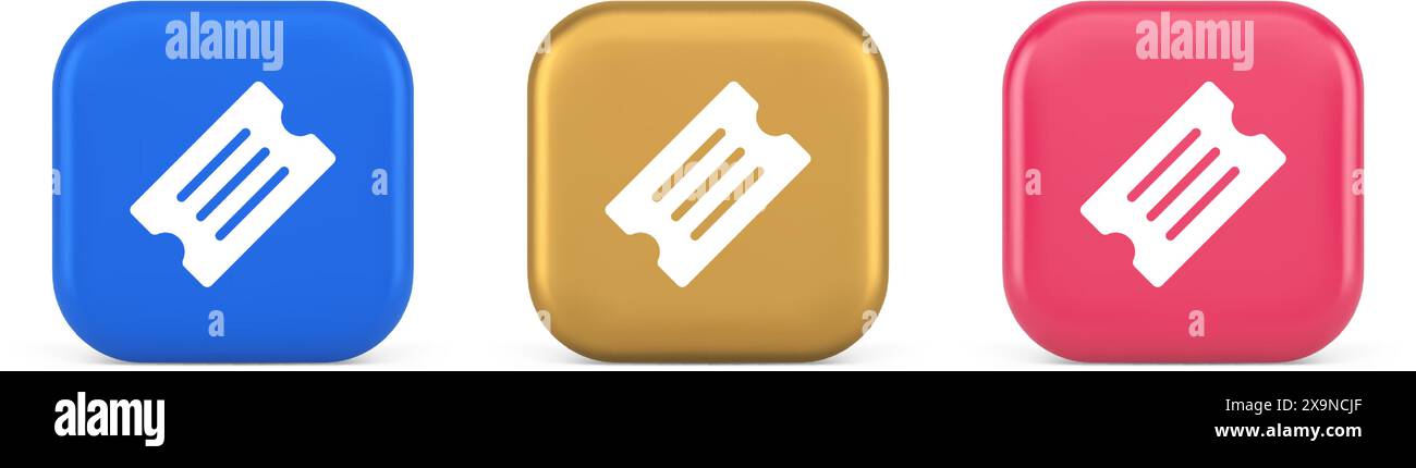 Ticket pass coupon raffle lottery cinema show entrance permission 3d ...