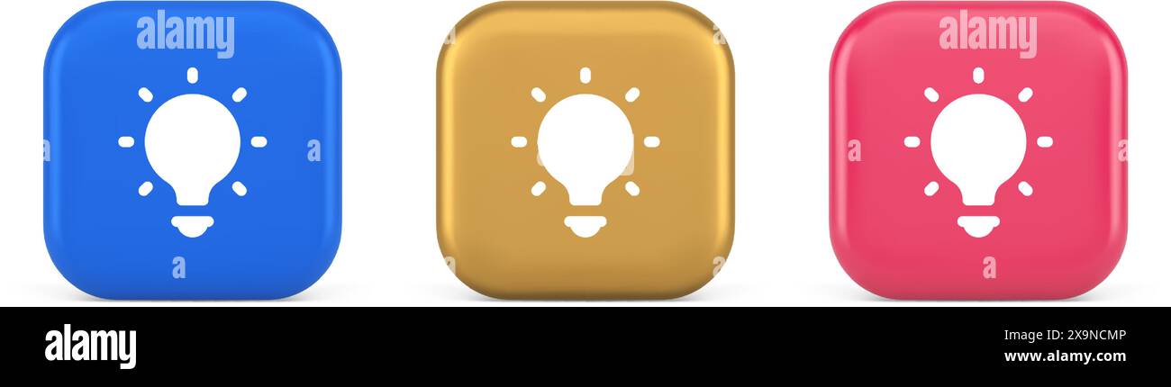 Light bulb illuminated innovation idea button brainstorming creative ...