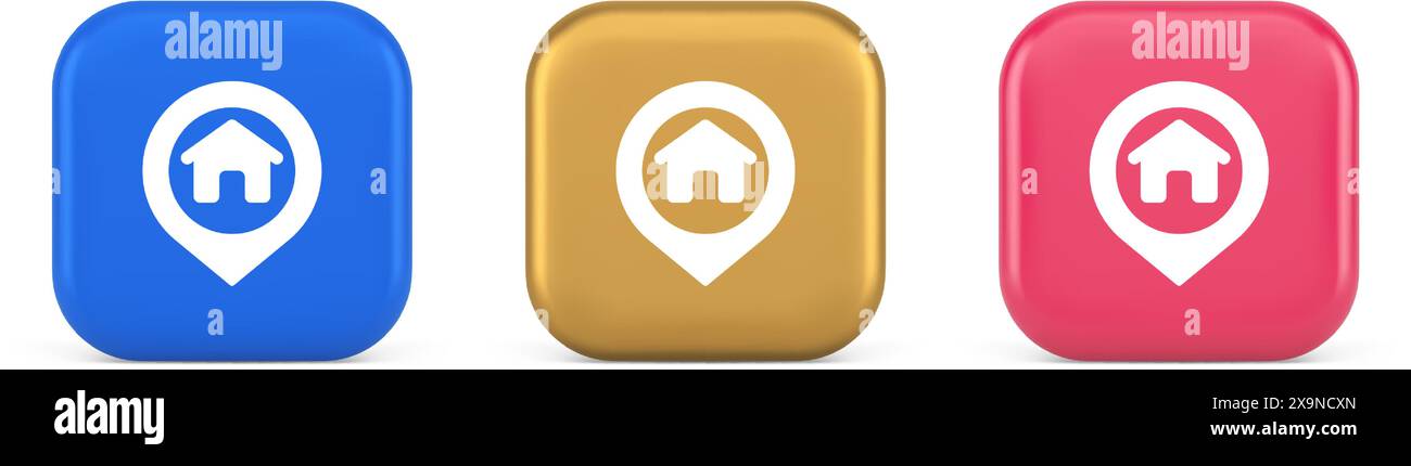 House map pin location button navigation panel web app GPS network ...