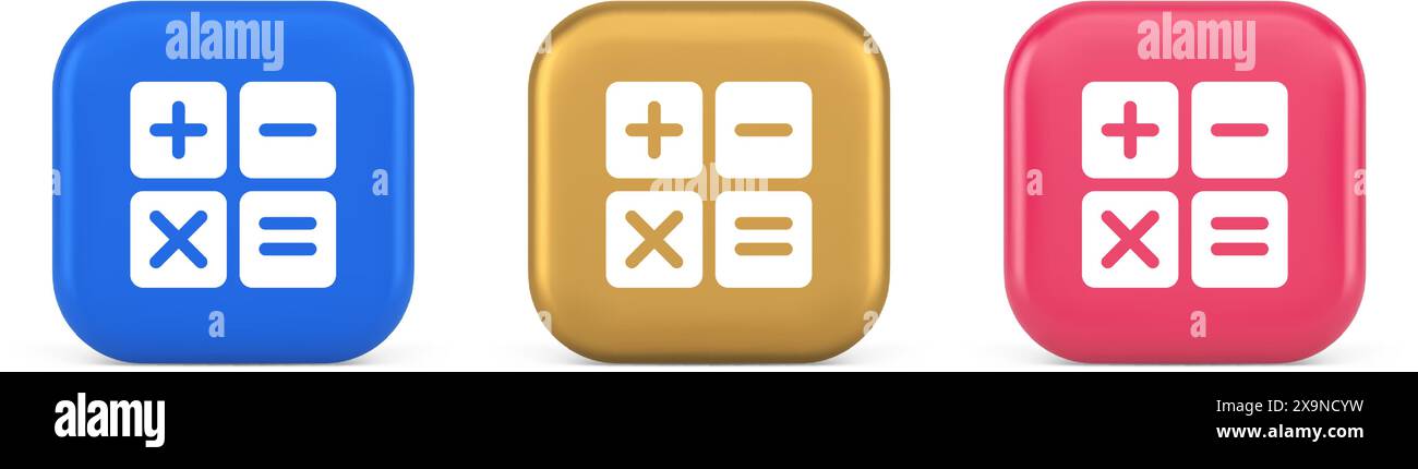 Calculator math counting button accounting balance checking mathematics financial keyboard 3d ...