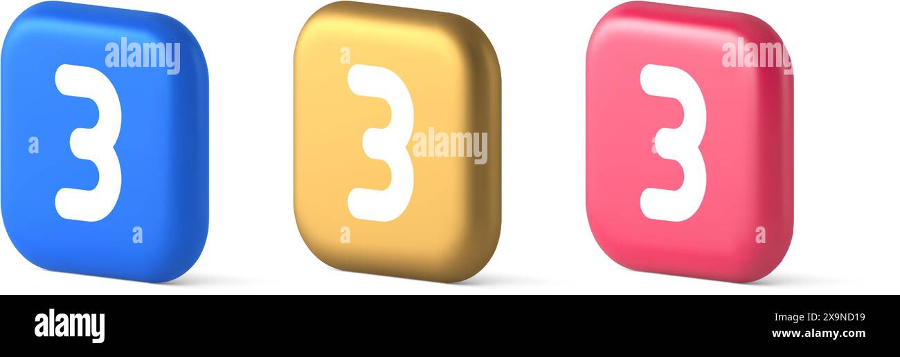 Three number button internet communication texting message character 3d ...