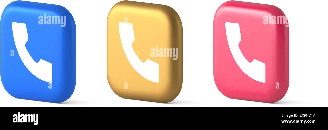 Helpline hotline call center phone handset squared button 3d realistic ...
